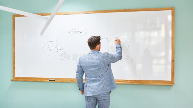 Scientist at the Whiteboard in a Lecture Stock Image - Image of meeting ...