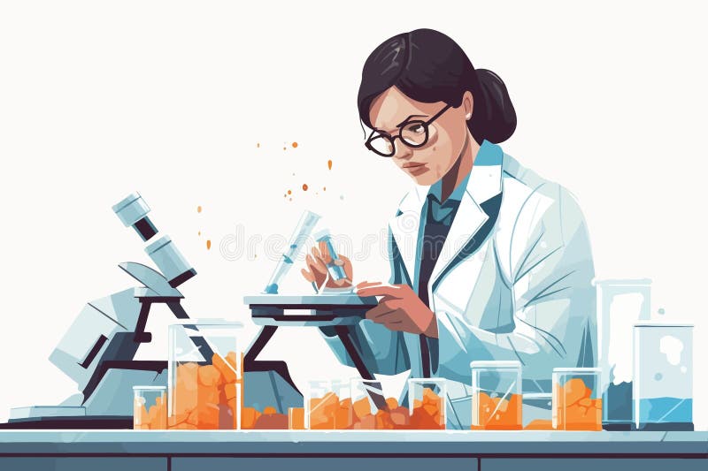 Scientist Man in Laboratory. Vector Illustration Stock Illustration ...