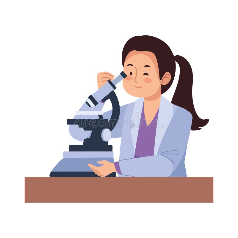 Scientist Woman with Microscope Stock Vector - Illustration of research ...