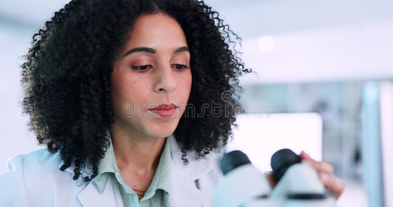 Scientist, Woman and Microscope in Laboratory for Research, DNA ...