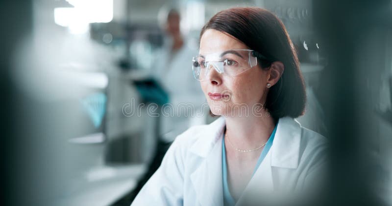 Scientist, Woman and Technology with Ppe in Laboratory for Research ...