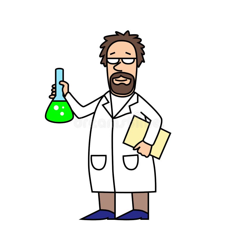 Crazy scientist at work stock vector. Illustration of adult - 127512745