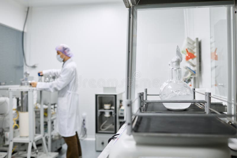 Scientist Work in the Lab. Conducts Experiments on Vaccines. Stock ...