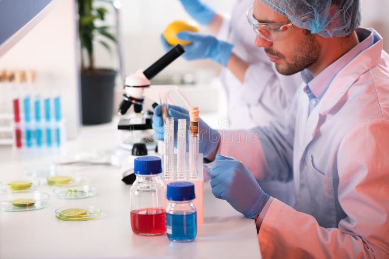 Scientist during Work at Modern Biological Laboratory Stock Image ...