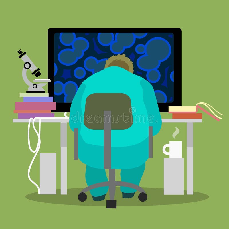 Professor Using A Microscope Stock Vector - Illustration of character ...