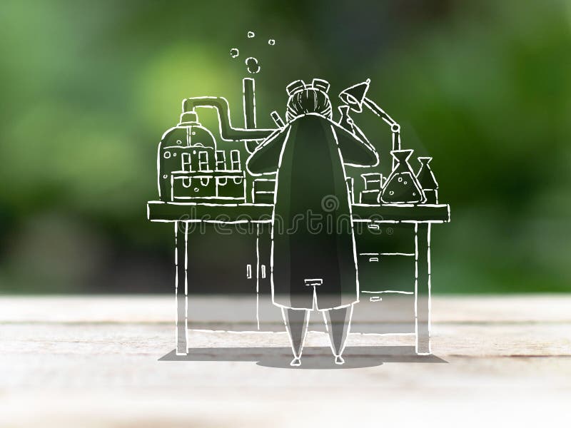 Scientist Working on Experiment in Lab Stock Photo - Image of sketch ...