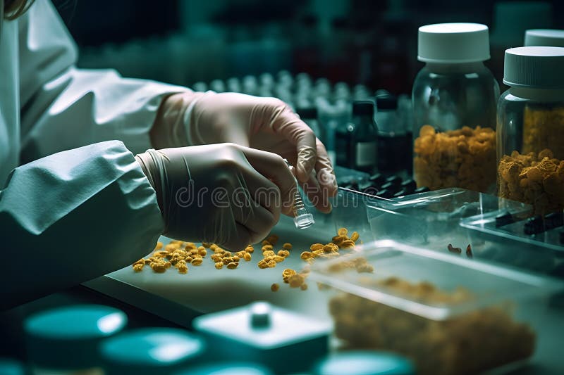 Lab Technician Analyzing Yellow Gains in Food Technology Laboratory ...