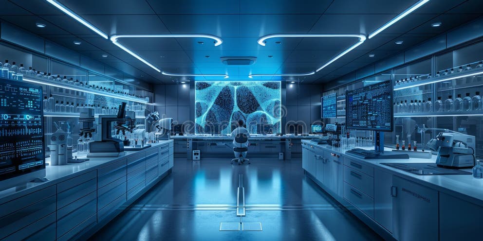 Scientist Working in a Futuristic Laboratory with Advanced Technology ...