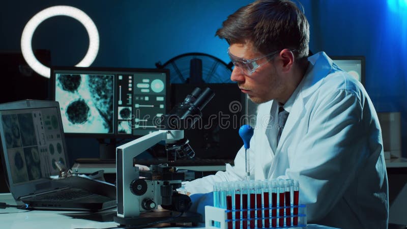 Scientist Working in Lab. Doctor Making Microbiology Research Stock ...