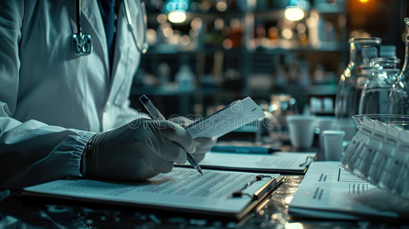 Scientist Working in Lab stock illustration. Illustration of neck ...