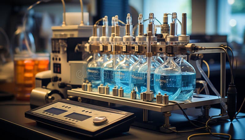 Scientist Working in Laboratory Analyzing Liquid Discovery Generated by ...