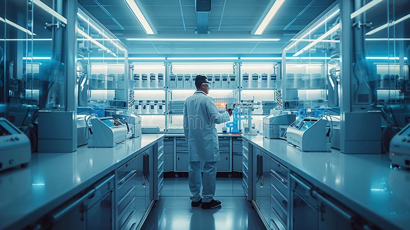 Scientist Working in a Modern Laboratory.Inside the Future Stock ...