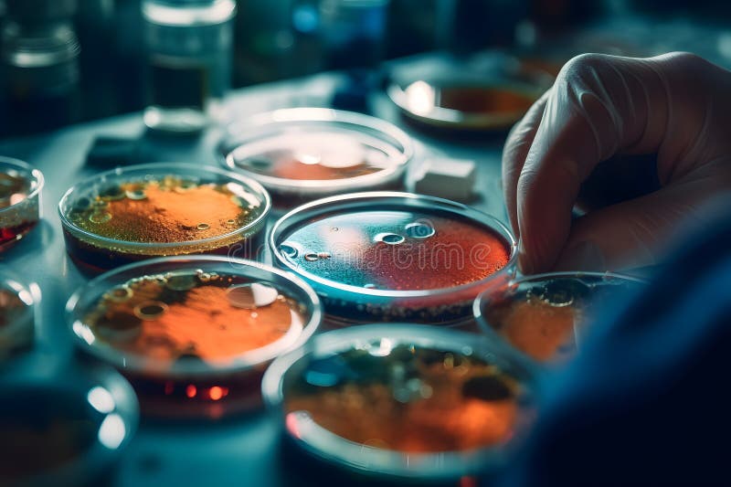 Scientist Working on Numbers of Testing Result Plates in Microbiology ...