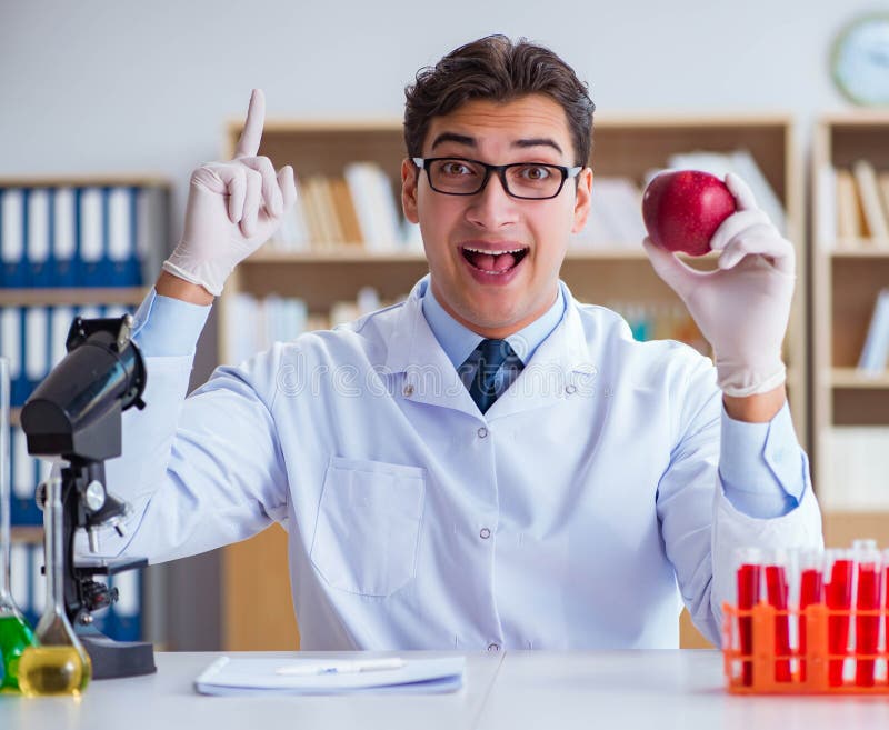 Scientist Working on Organic Fruits and Vegetables Stock Image - Image ...