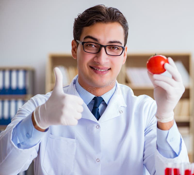 Scientist Working on Organic Fruits and Vegetables Stock Photo - Image ...