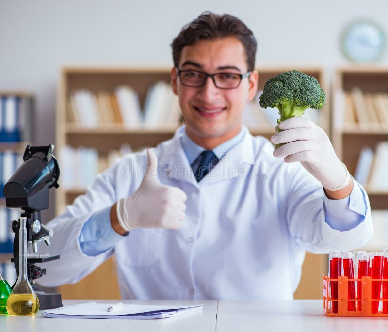 Scientist Working on Organic Fruits and Vegetables Stock Photo - Image ...