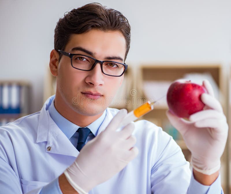Scientist Working on Organic Fruits and Vegetables Stock Image - Image ...