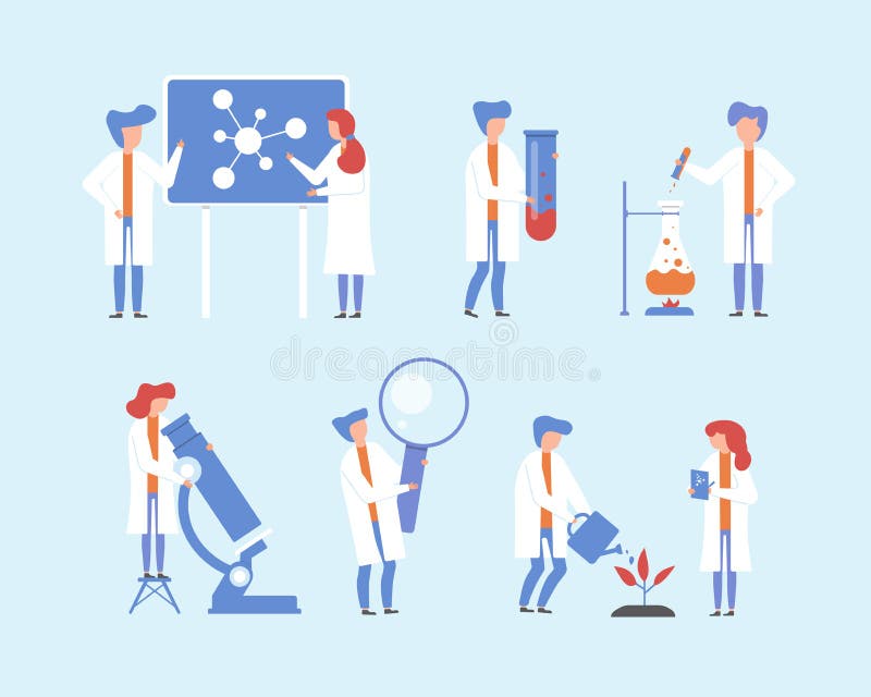 Science Research in Laboratory Vector Illustration, Cartoon Flat People ...
