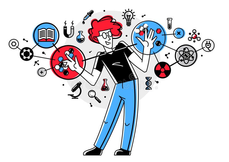 Scientist Discovering Science Theory and Making Experiments Vector ...