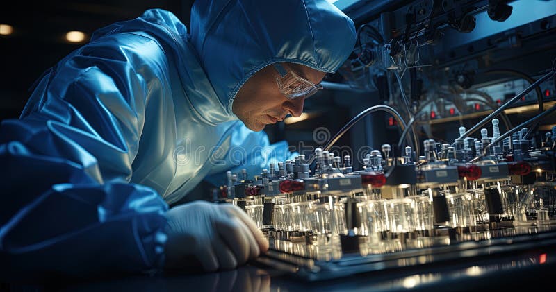 Scientist Working with Test Tubes in Modern Laboratory: Conducting ...