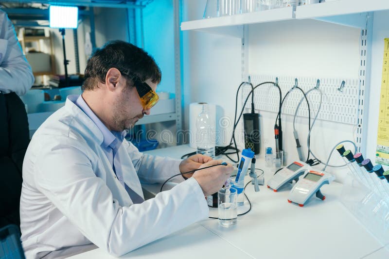 The Scientist Works in the Laboratory. Research and Biology Concept ...