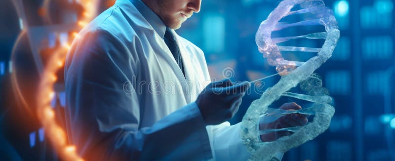 Scientist Works in the Laboratory Studies the Structure of the Dna ...