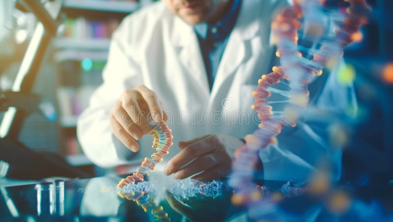 Scientist Works in the Lab and Studies the Structure of the Dna ...