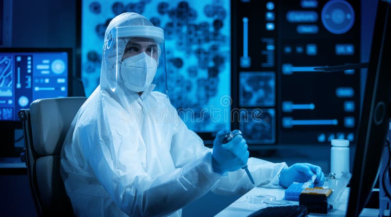Scientist Works in a Modern Scientific Lab Using Laboratory Equipment ...