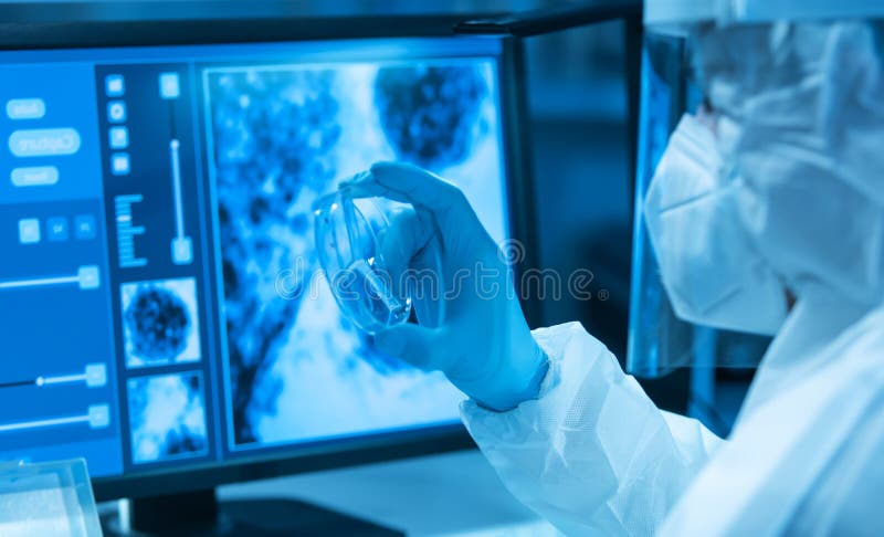 Scientist Works in a Modern Scientific Lab Using Laboratory Equipment ...