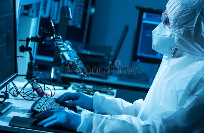 The Scientist Works in a Modern Scientific Laboratory for the Research ...