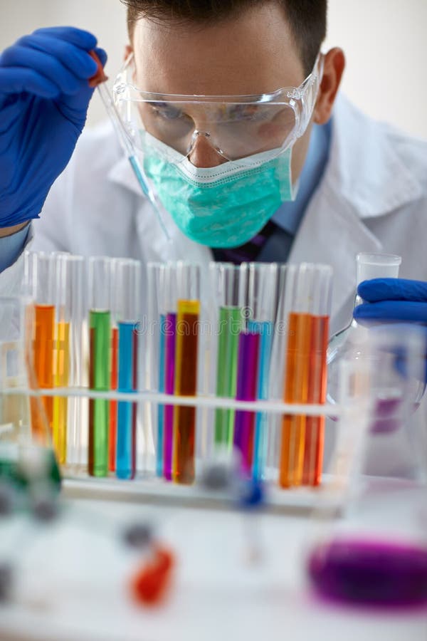Scientist Works Research Content of Test Tubes Stock Photo - Image of ...