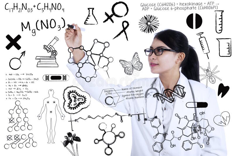 Scientist writes formula, Young asian scientist writes formula on ...