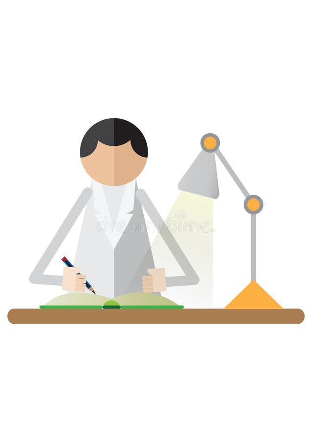 Scientist Writing Formulas on Chalkboard Stock Illustration ...