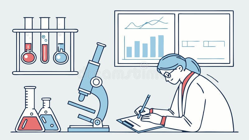 Scientist Writing Notes in Laboratory, Data Recording, Vector Design ...
