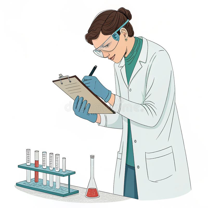 Scientist Writing Observations on Clipboard while Testing Samples Stock ...