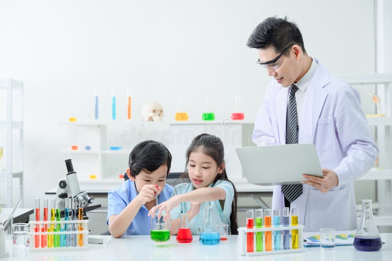Scientists are Advising Children To Conduct Experimental Studies Stock ...