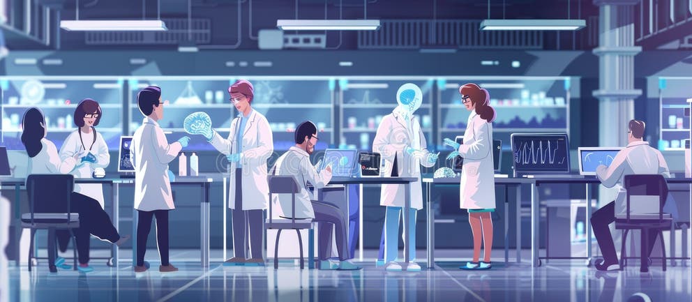 Scientists and AI Robots Collaborate in a Lab for Advanced Research in ...