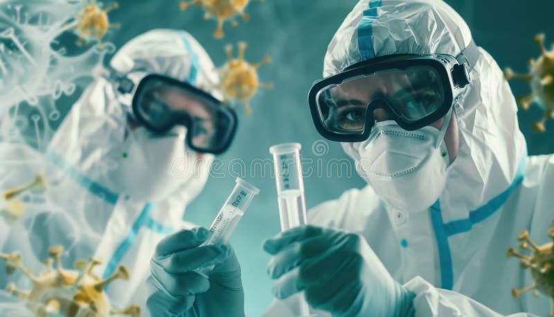 Scientists Analyzing Virus Samples in Protective Suits during ...