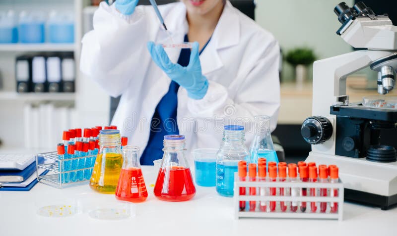 Scientists, Beakers, and Microscopes in Cutting-edge Research. Perfect ...