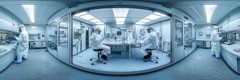 Scientists in a Cleanroom Lab Conducting Research Stock Image - Image ...