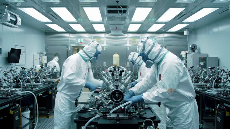 AI Scientists in Cleanroom Suits Doing Research Stock Video - Video of ...