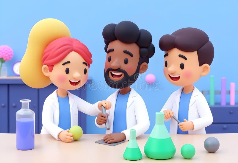 Scientists Collaborate on a Lab Experiment Stock Illustration ...