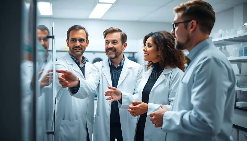 Scientists Collaborating on Project Stock Illustration - Illustration ...