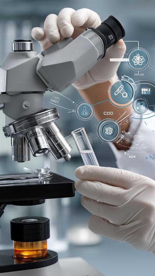 Scientists Collaborate in a Modern Lab, Utilizing Microscopes and Test ...