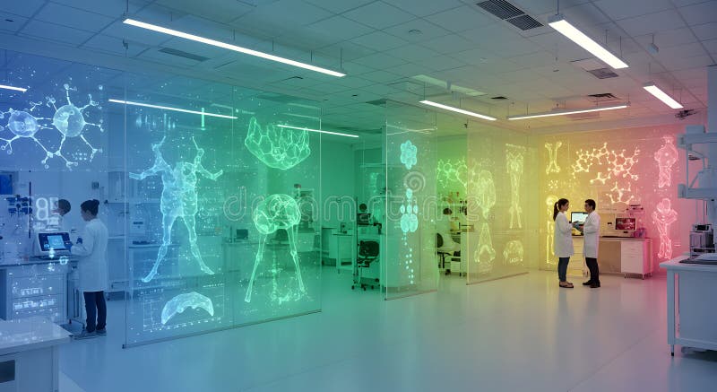 Modern Scientists Working with Futuristic Holographic Medical ...