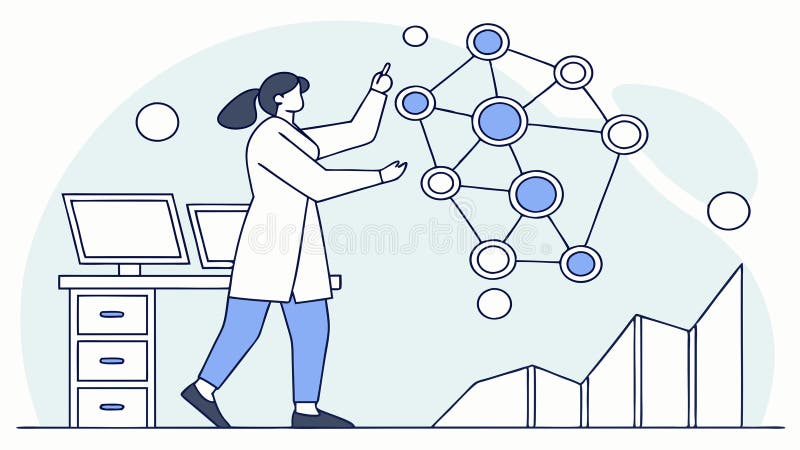 Scientists Collaborating on Molecular Data, Teamwork in Biotech, Vector ...