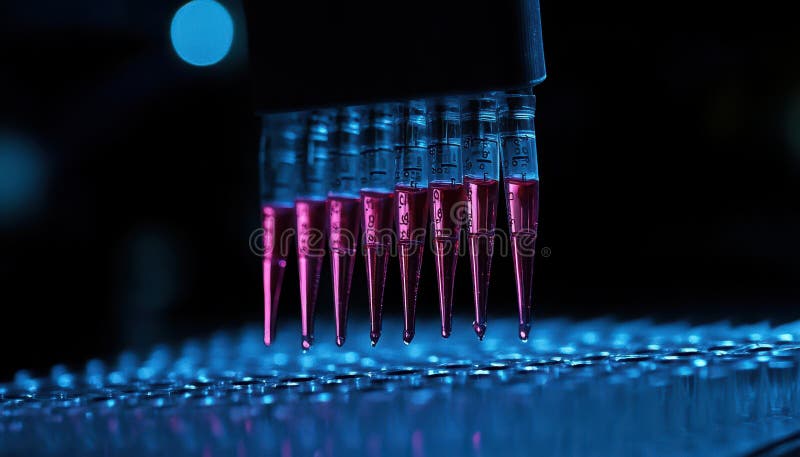 Scientists Conduct Precise Experiments Using Pipettes in a Laboratory ...