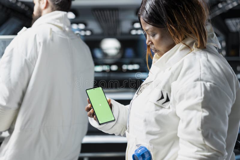 Scientists Conduct Visual Data Tests Using Chroma Key Smartphone Stock ...