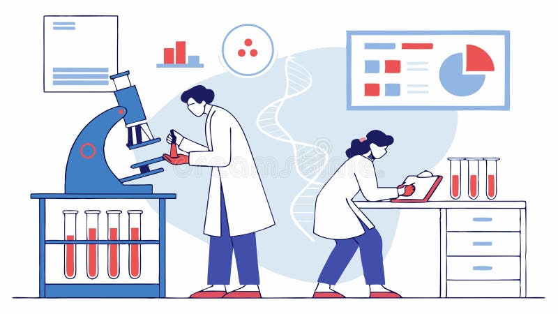 Scientists Conducting Chemical Experiments with Test Tubes, Vector ...