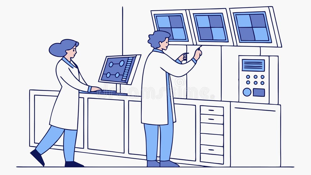 Scientists in Control Room, System Monitoring, Tech Operations, Vector ...